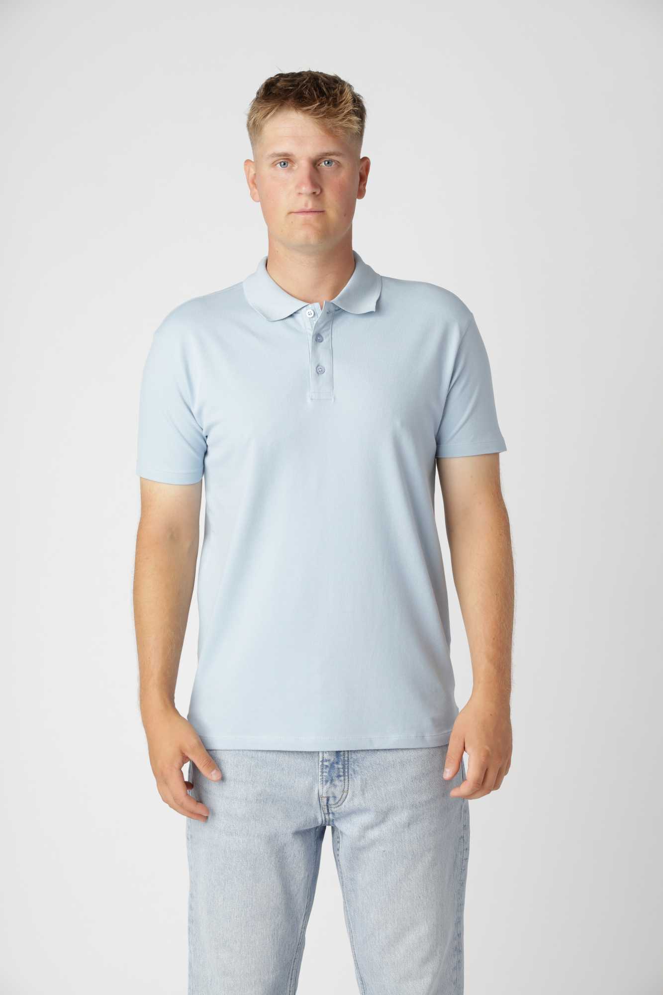Shape Polo Shirt i Sky Blue | Slim fit polo til mænd – HiddenTrend